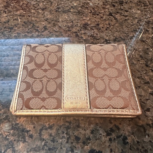 Coach | Bags | Coach Metallic Gold And Tan Wallet | Poshmark